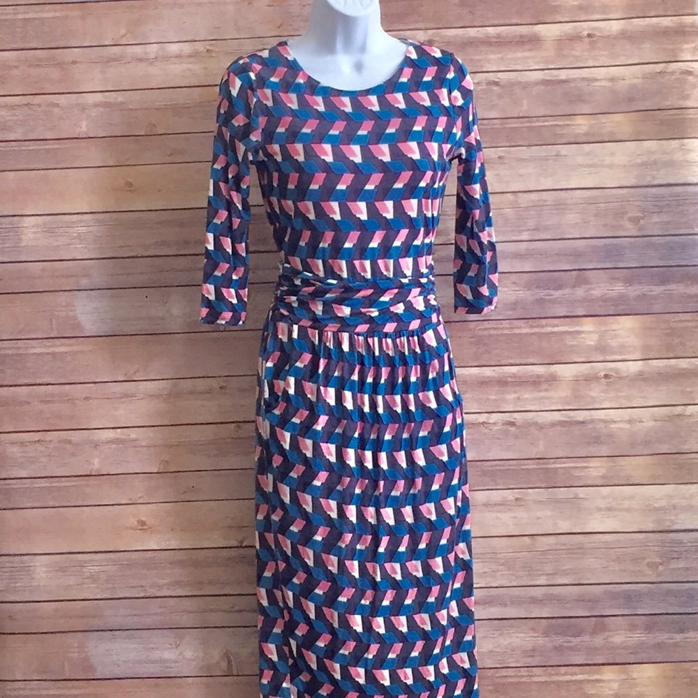 Boden Geo Blue & Pink Dress - Gem